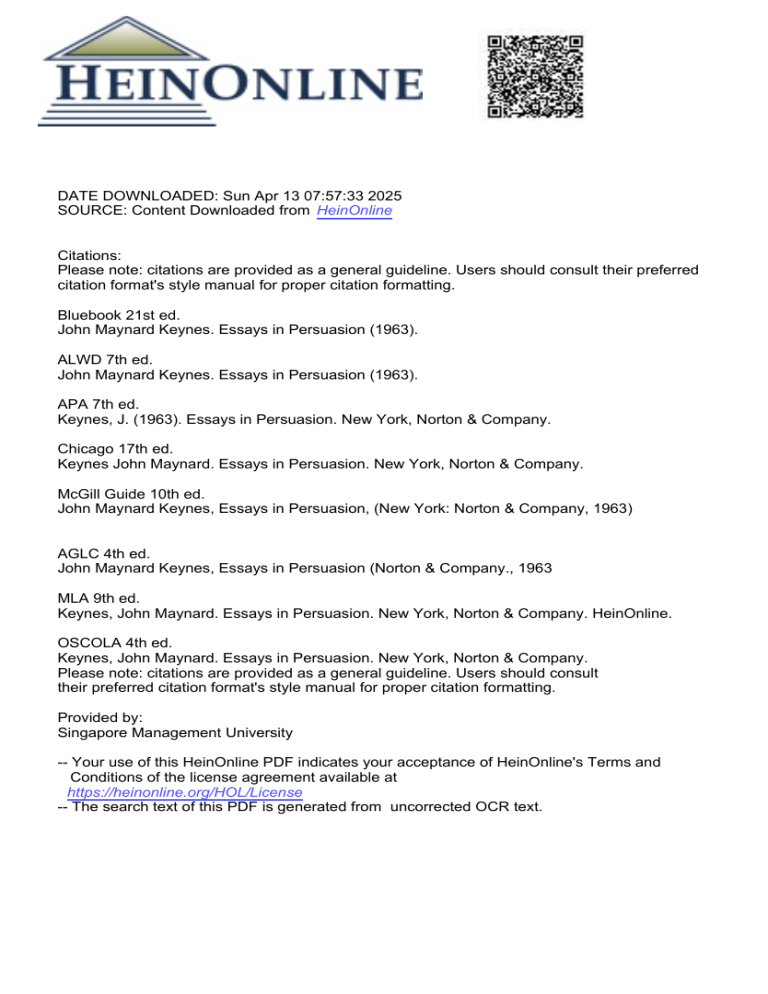 Economic Possibilities for Our Grandchildren by Keynes