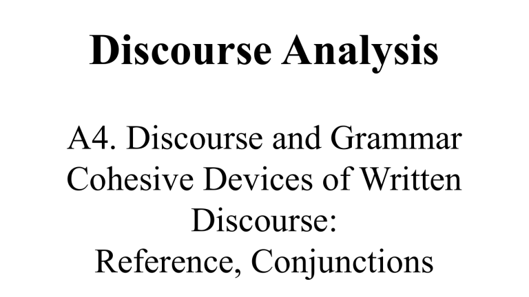 Discourse Analysis: Cohesive Devices Guide