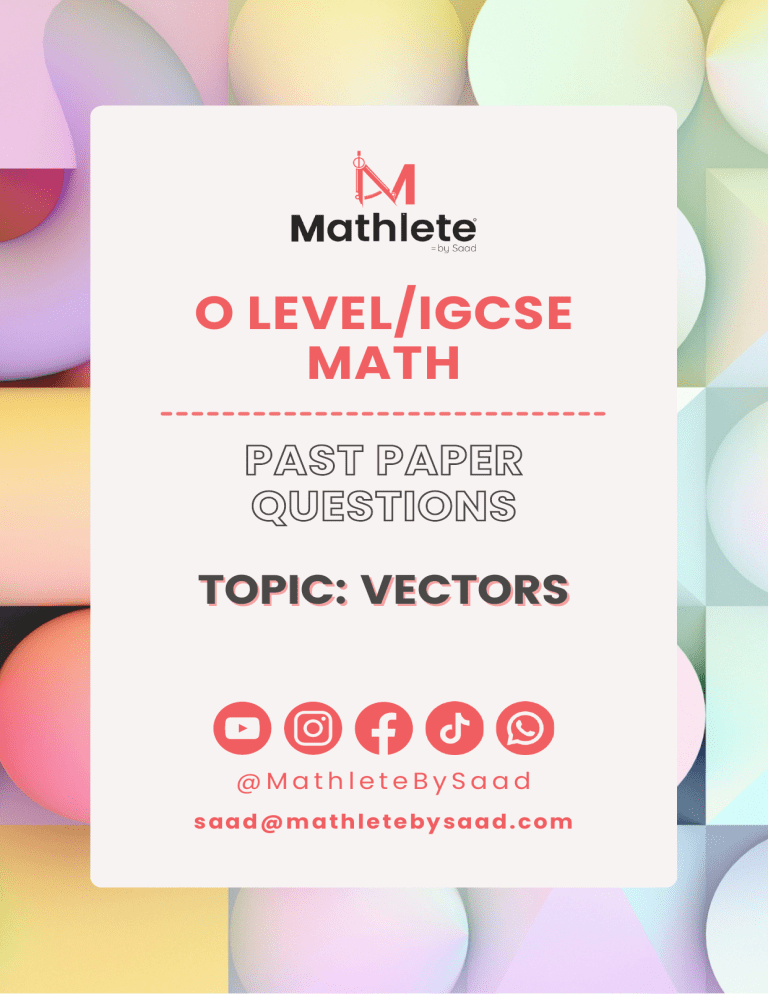 O Level IGCSE Math Vectors Past Paper Questions