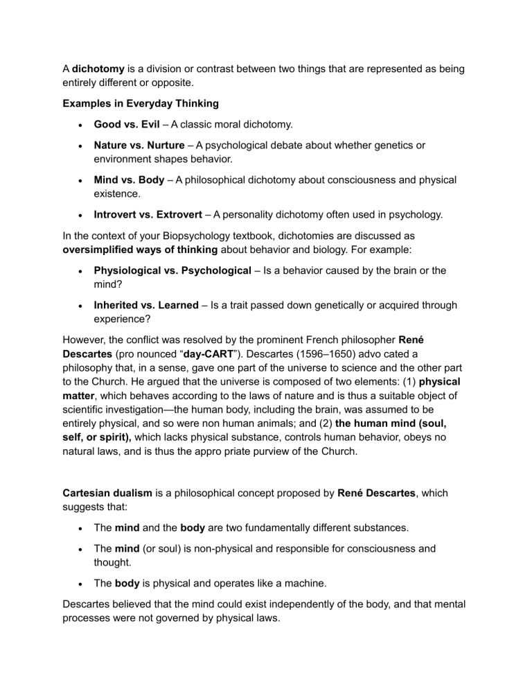 Biopsychology: Nature, Nurture & Behavior