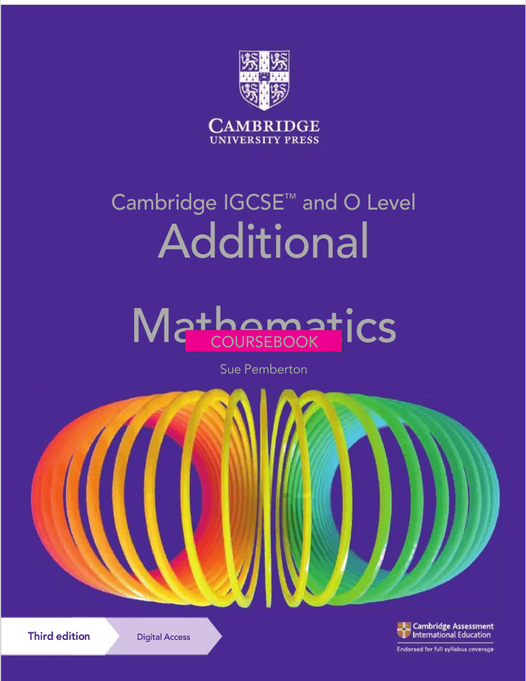 Cambridge IGCSE & O Level Additional Mathematics Coursebook