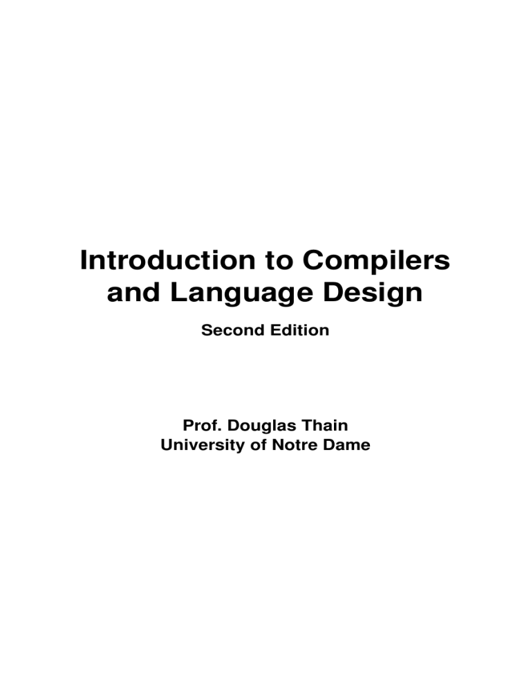 Introduction to Compilers and Language Design Textbook