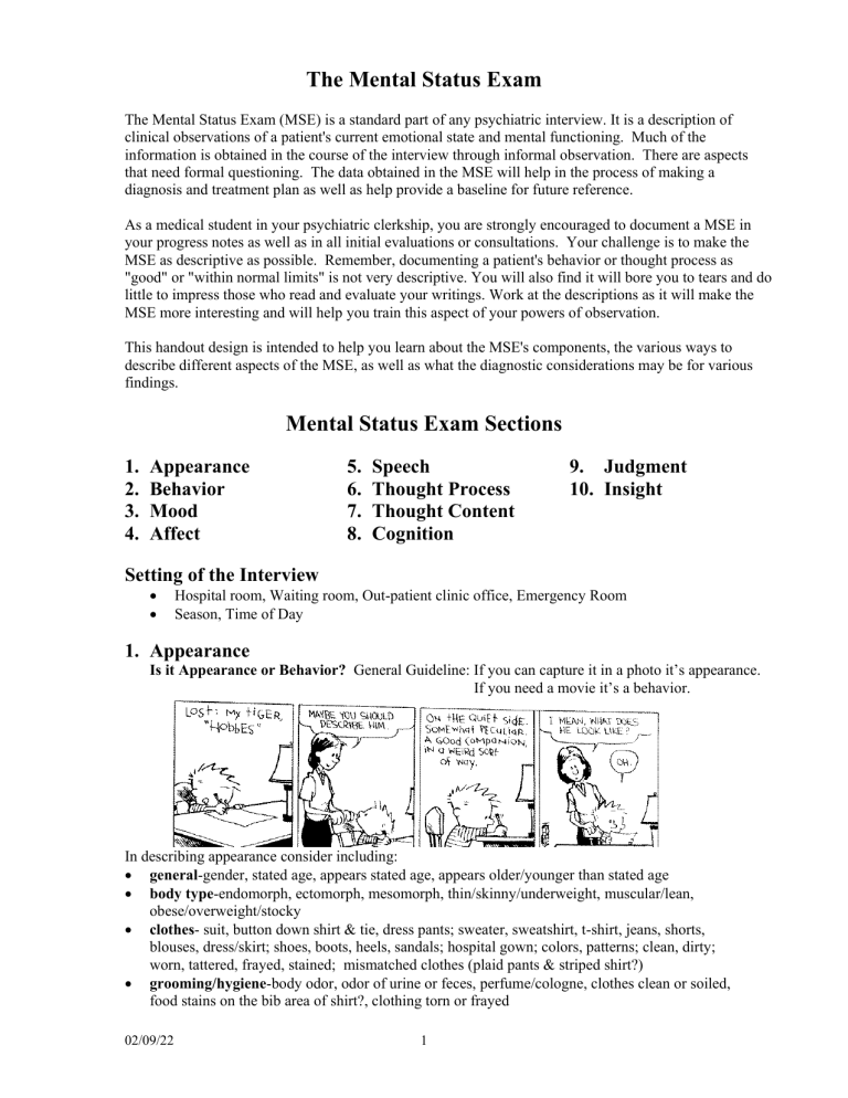 The Mental Status Exam: A Guide for Medical Students