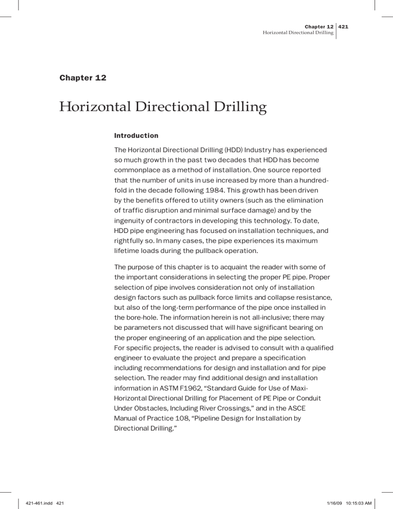 Horizontal Directional Drilling PE Pipe Selection Chapter 12