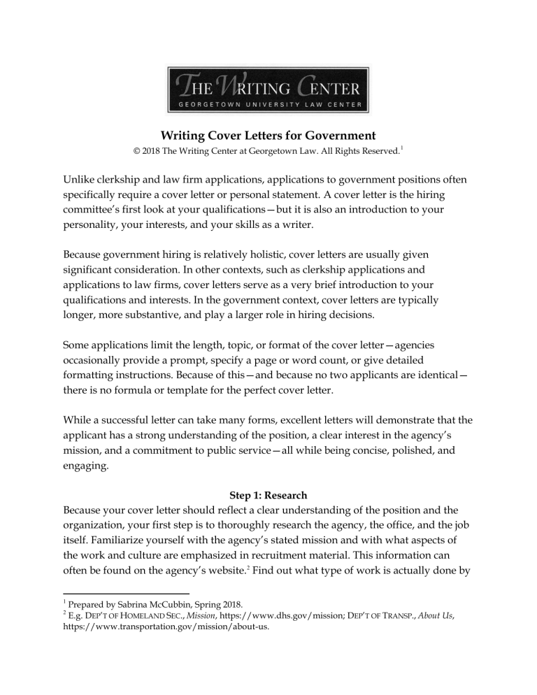 Writing Cover Letters for Government Positions