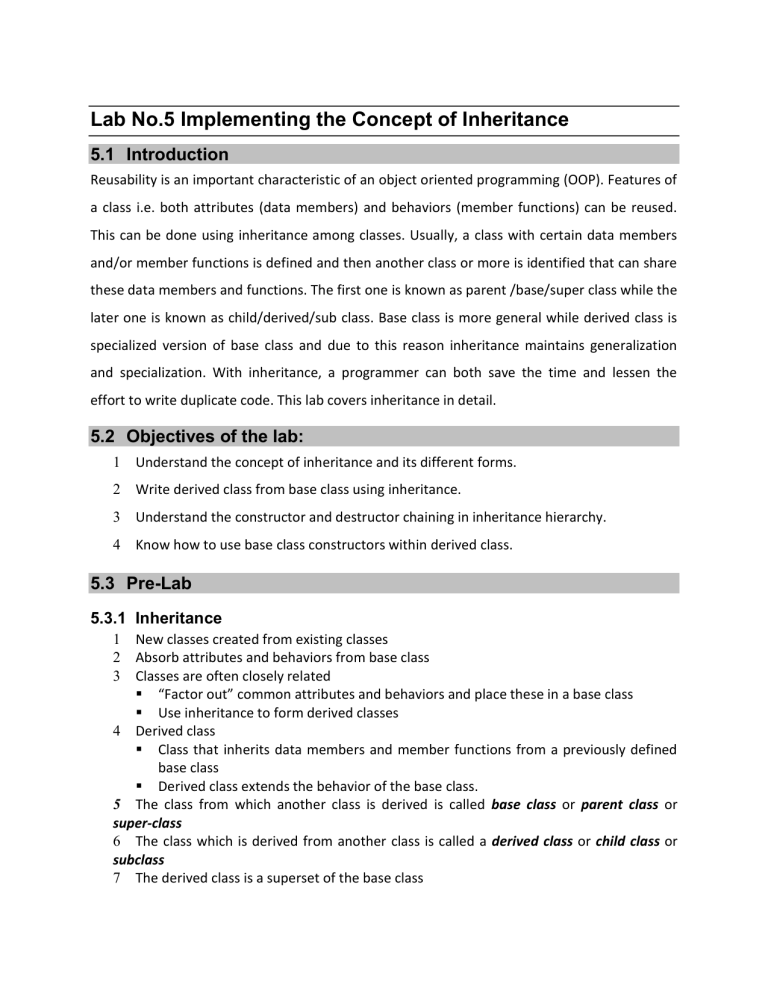 Lab 5: Implementing Inheritance in OOP
