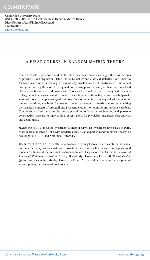 A First Course in Random Matrix Theory Textbook
