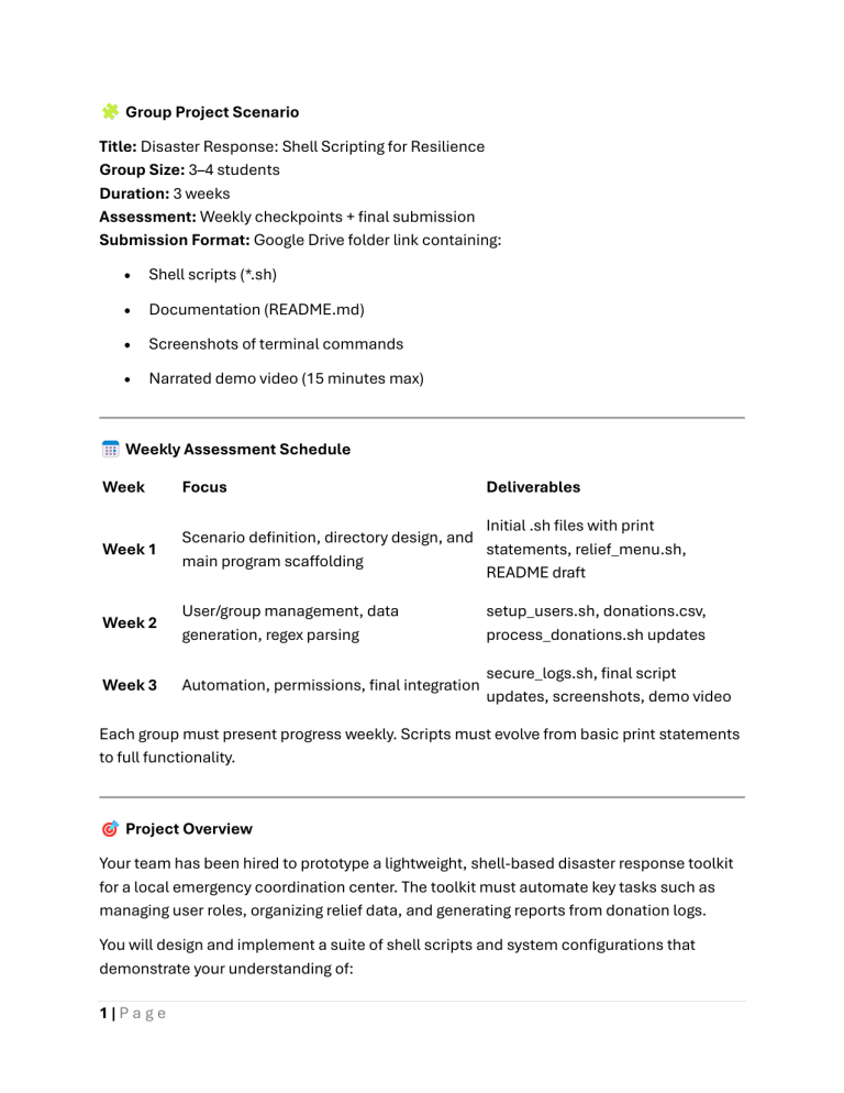 Disaster Response Shell Scripting Project Assignment