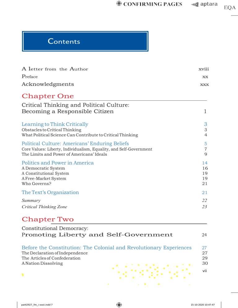 American Government Textbook Table of Contents