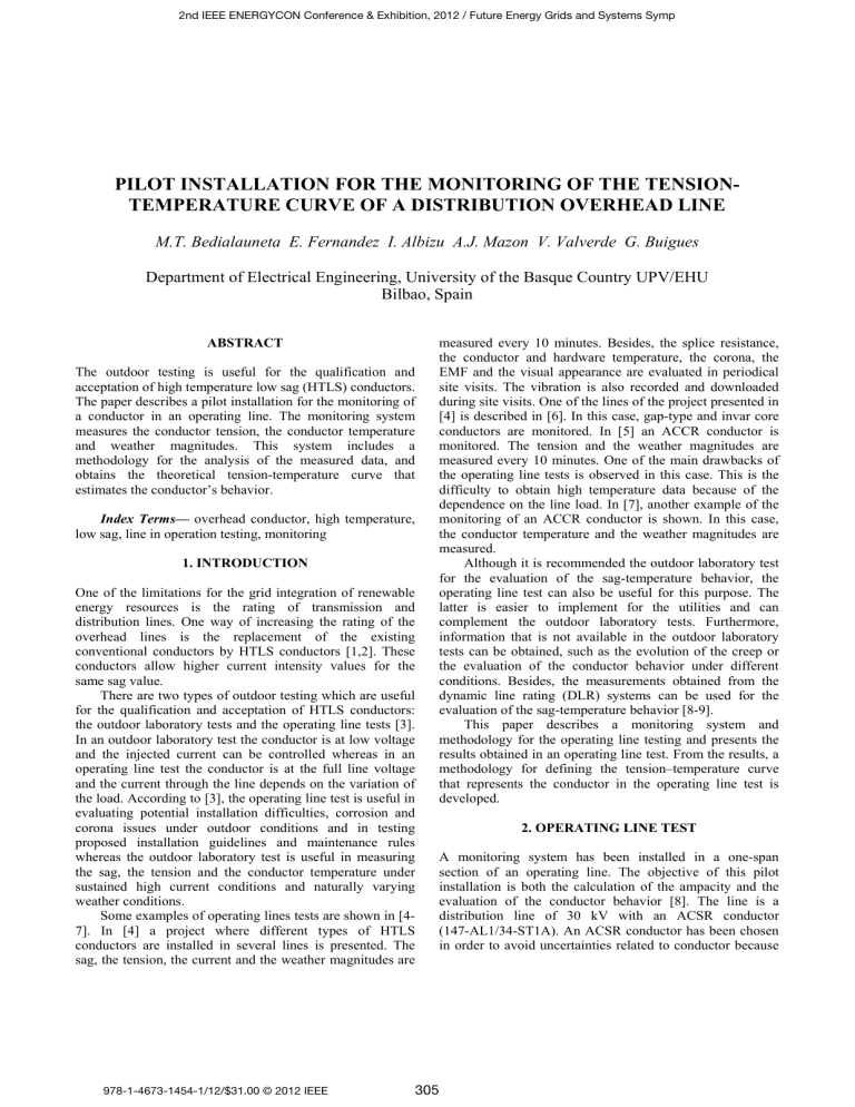 Overhead Line Tension-Temperature Monitoring Pilot