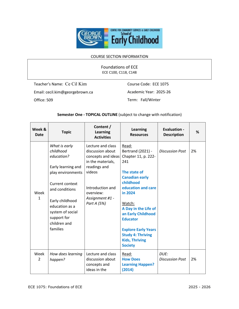 Foundations of ECE Course Outline - George Brown College