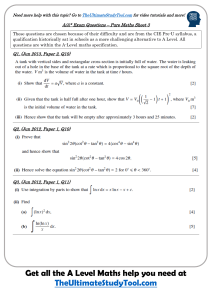 A/A* Pure Maths Exam Questions Sheet 1
