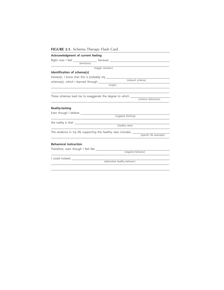 Schema Therapy Flash Card: Emotional Regulation Tool