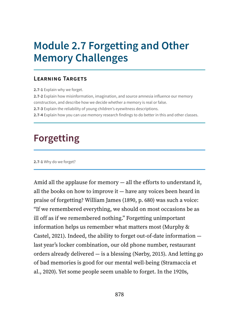 Module 2.7: Forgetting and Memory Challenges