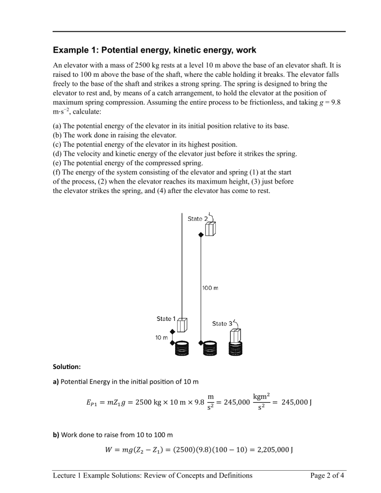 Physics Example: Potential Energy, Kinetic Energy, Work