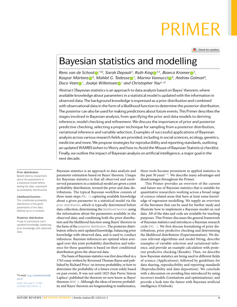 Bayesian Statistics and Modelling Primer | Nature Reviews