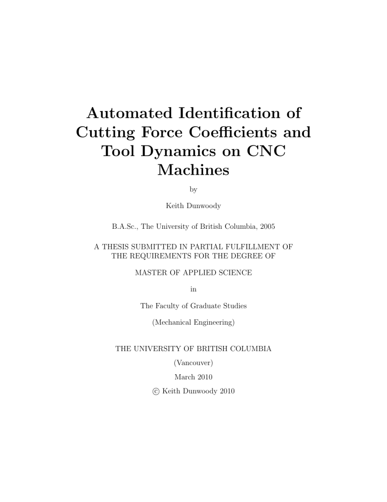 Automated Cutting Force Coefficients & Tool Dynamics on CNC Machines