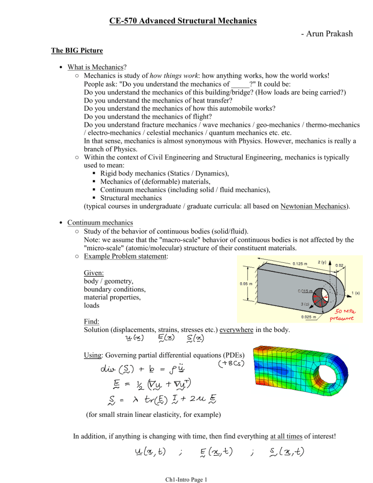 CE-570 Advanced Structural Mechanics Lecture Notes