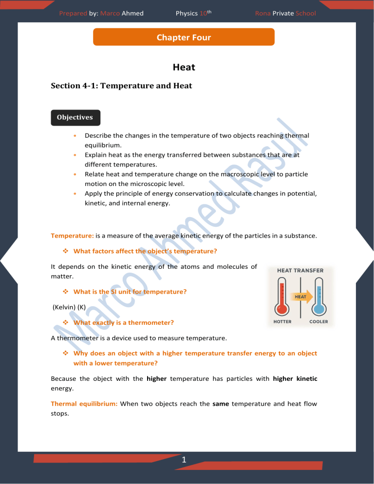 Physics 10: Chapter on Heat