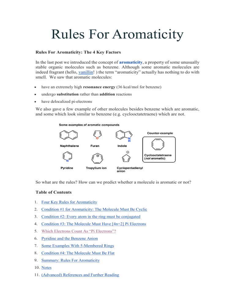 Rules for Aromaticity: The 4 Key Factors