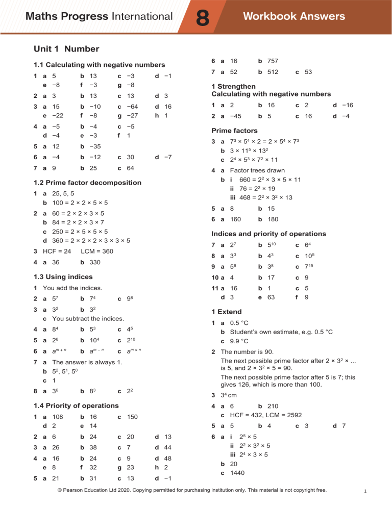 Maths Progress International 8 Workbook Answers