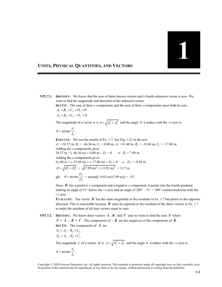 Units, Physical Quantities, and Vectors - Physics Problems