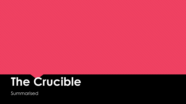 The Crucible Play Summary by Act