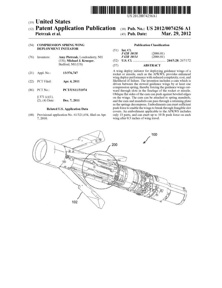 Compression Spring Wing Deployment Initiator Patent