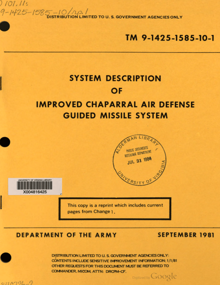 Improved Chaparral Air Defense Missile System Manual