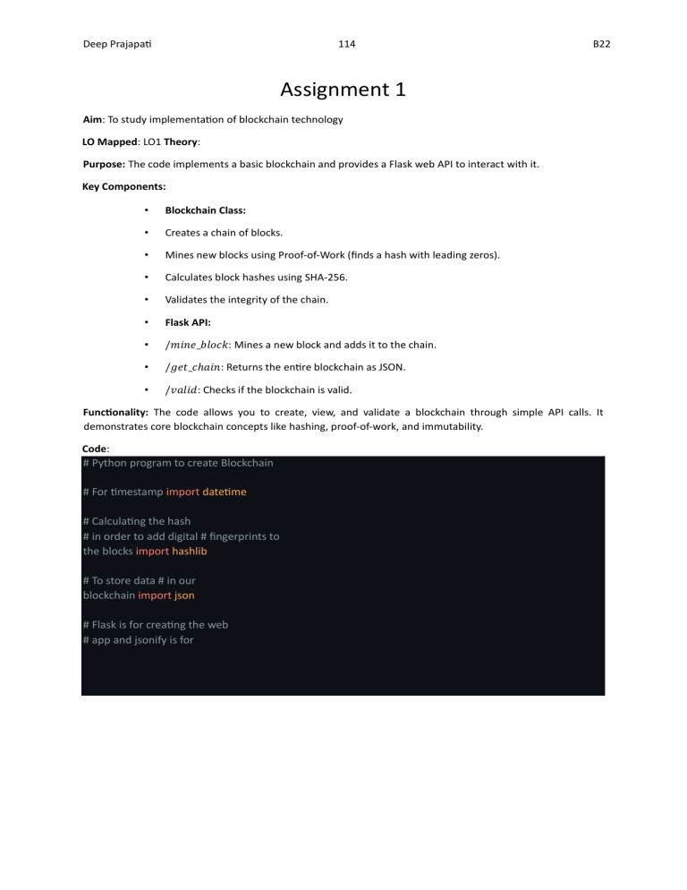 Blockchain Implementation Assignment