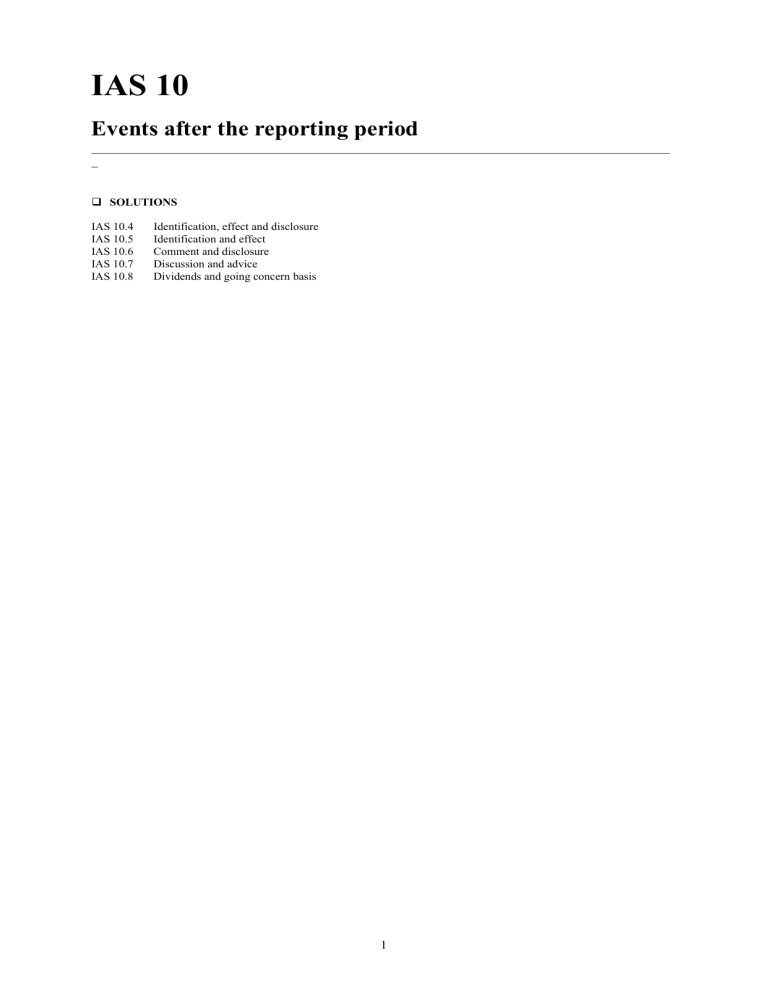 IAS 10 Events After Reporting Period Solutions