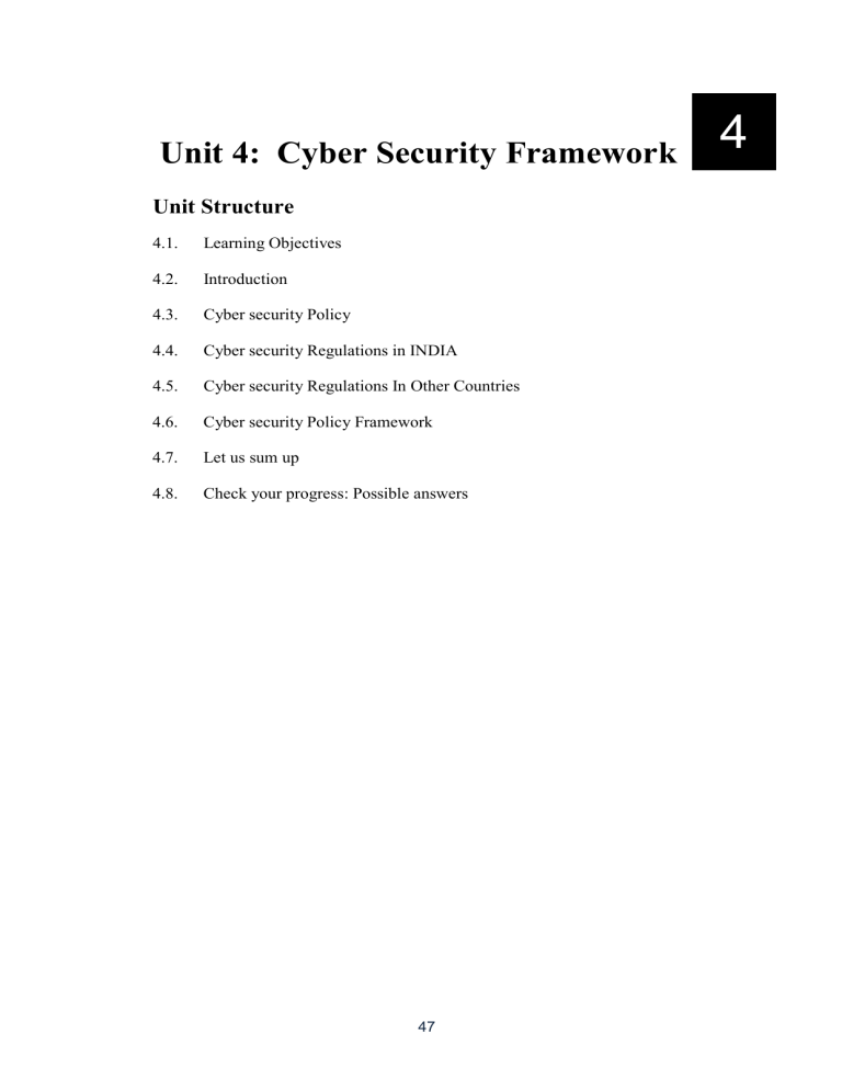 Unit 4: Cyber Security Framework