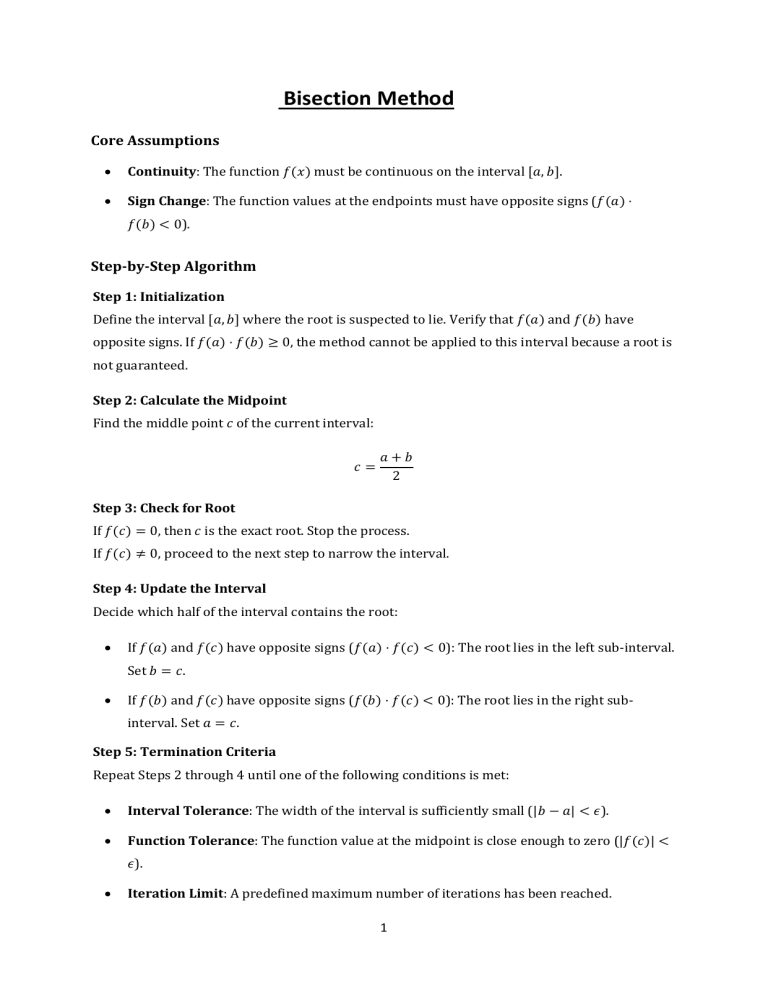 Bisection Method: Algorithm and Examples