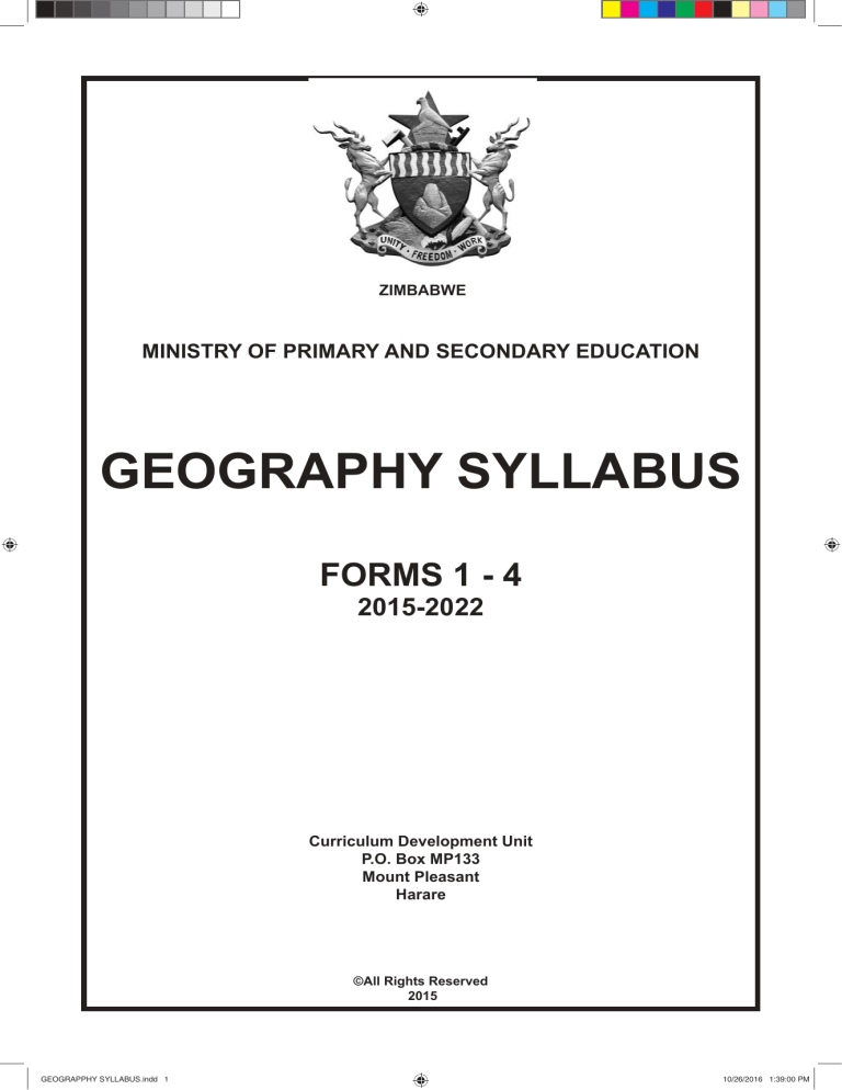 Zimbabwe Geography Syllabus Forms 1-4 2015-2022