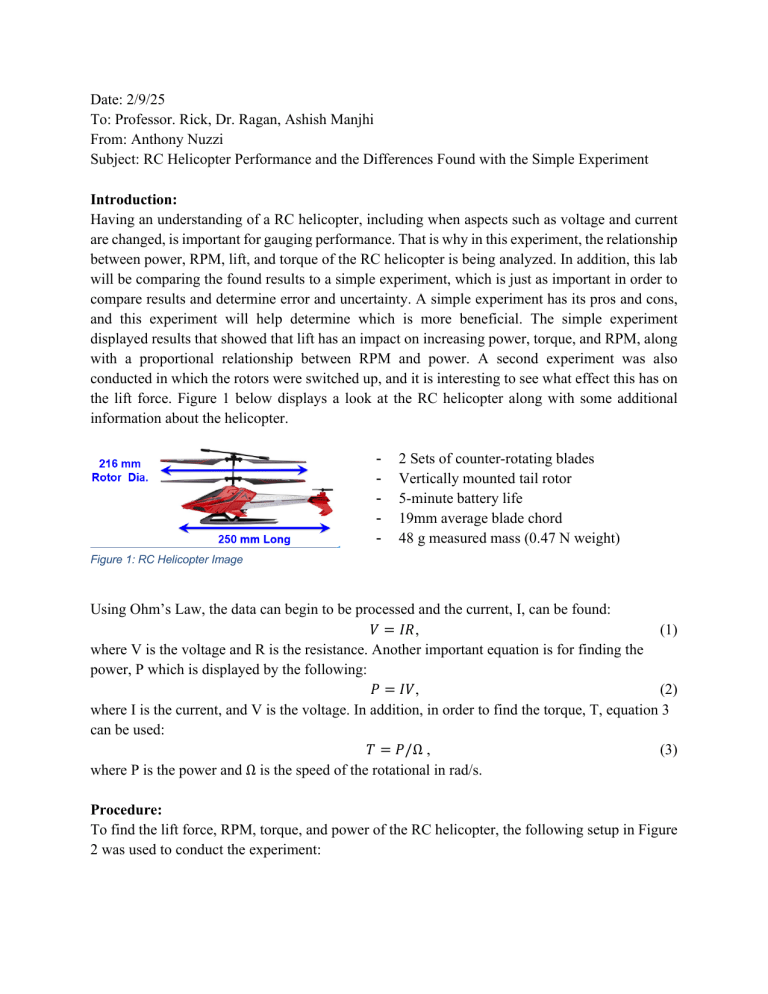 RC Helicopter Performance Lab Report