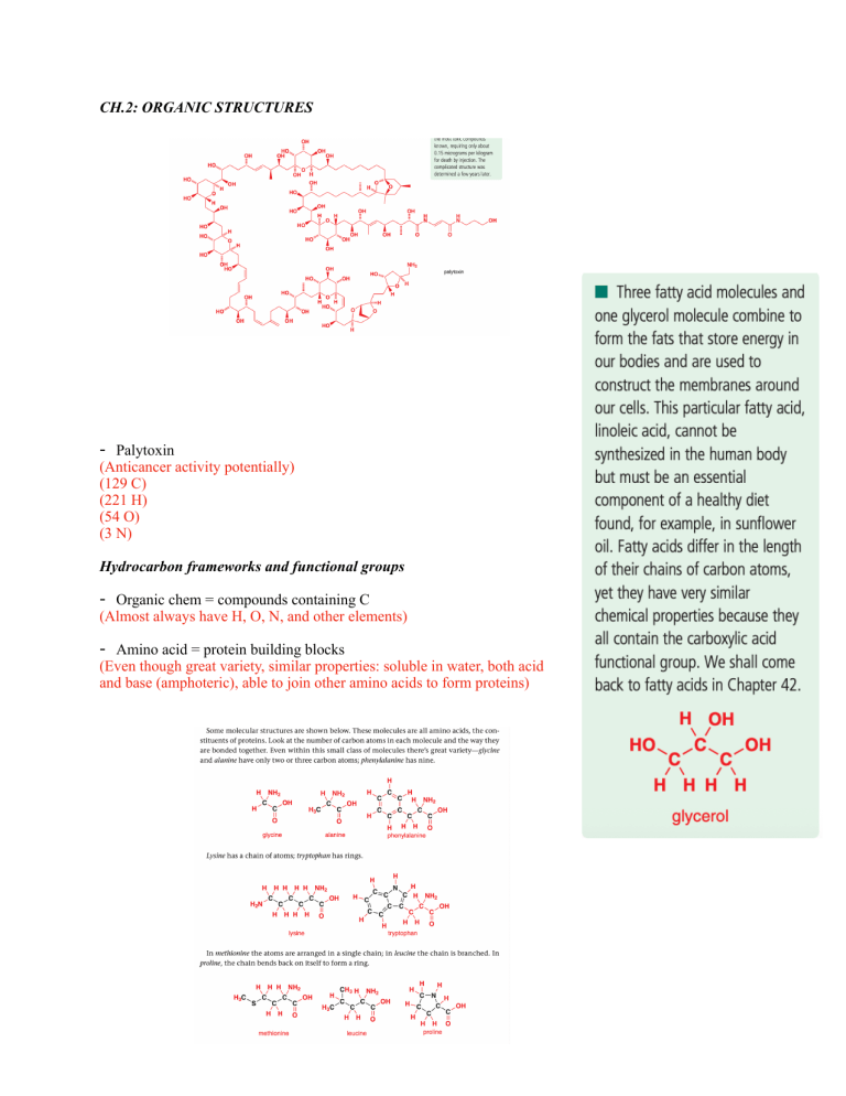 Organic Structures: Hydrocarbon Frameworks & Functional Groups