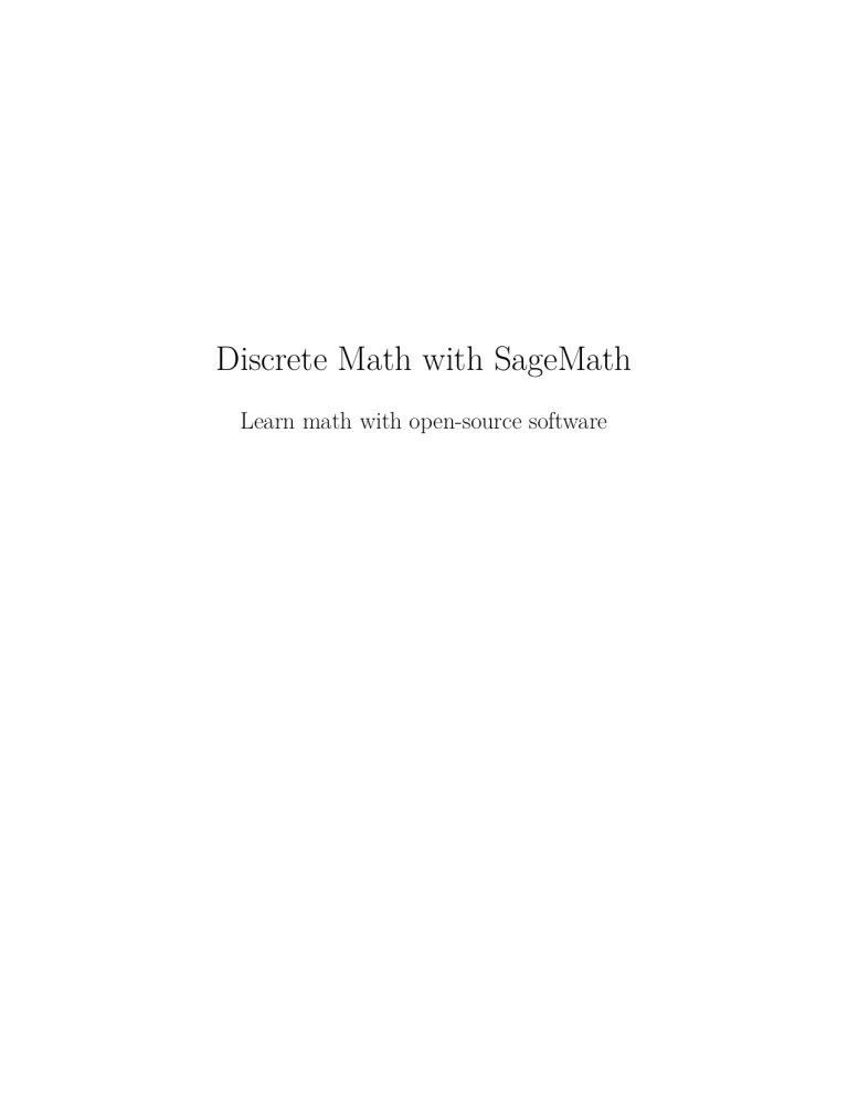 Discrete Math with SageMath: Learn Math with Open-Source Software