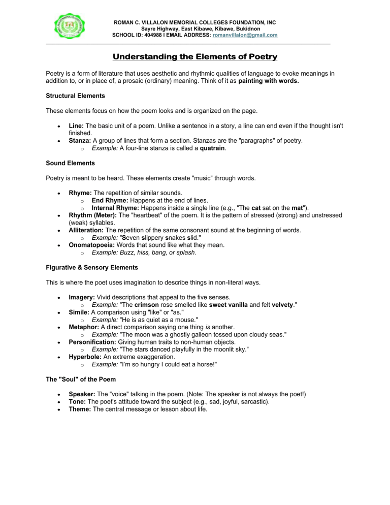 Understanding the Elements of Poetry: A Guide to Poetic Devices