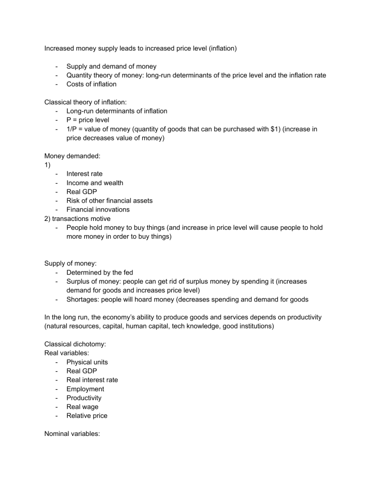 Classical Theory of Inflation Lecture Notes