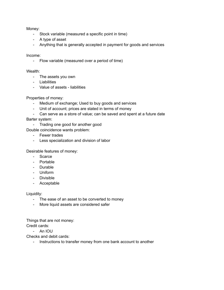 Economics: Money, Banking, and Federal Reserve Concepts