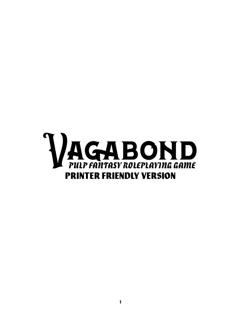 Vagabond Pulp Fantasy RPG Core Rulebook