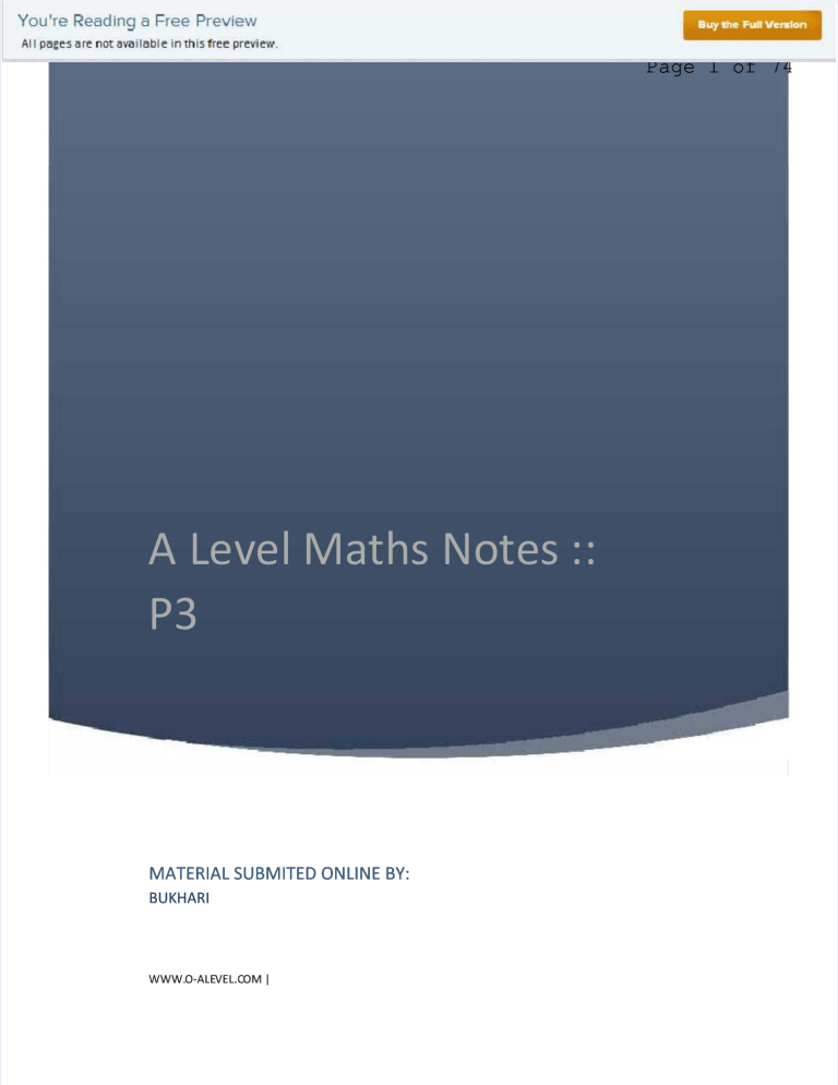 A Level Maths P3 Notes