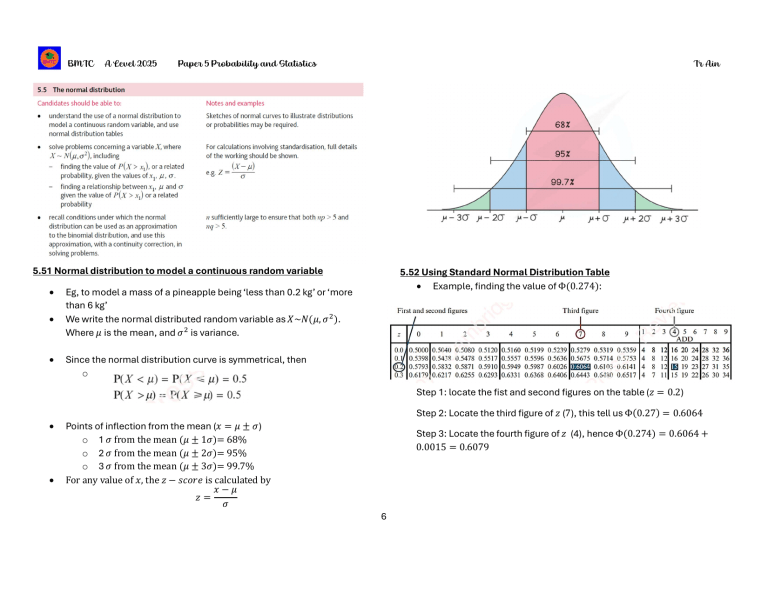 A Level Probability and Statistics: Normal Distribution Guide