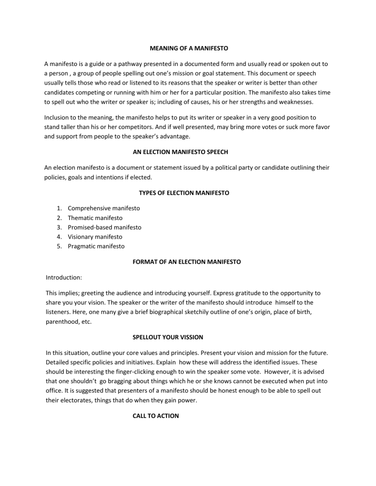 Election Manifesto Guide: Meaning, Types & Format