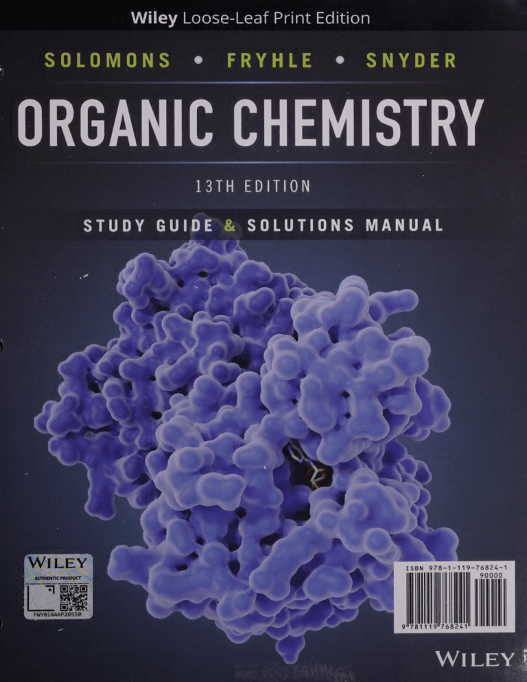 Organic Chemistry 13th Ed Study Guide & Solutions Manual
