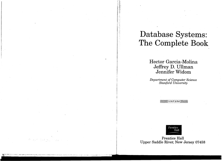 Database Systems: The Complete Book - Textbook by Garcia-Molina, Ullman ...