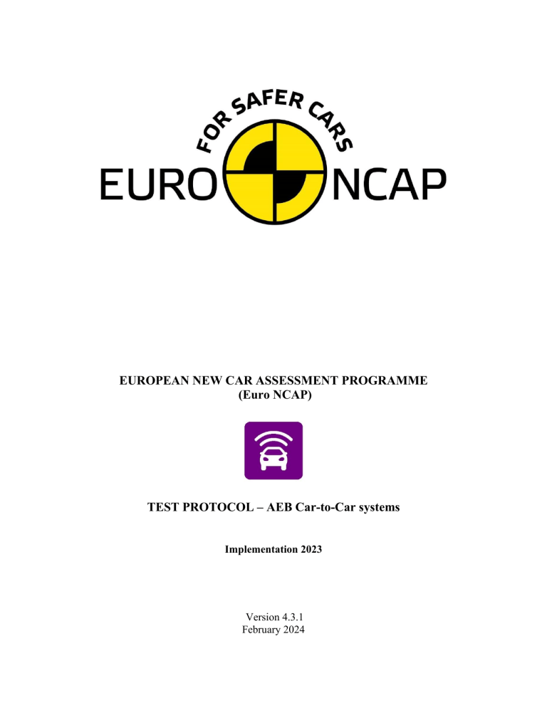Euro NCAP AEB Car-to-Car Test Protocol 2024