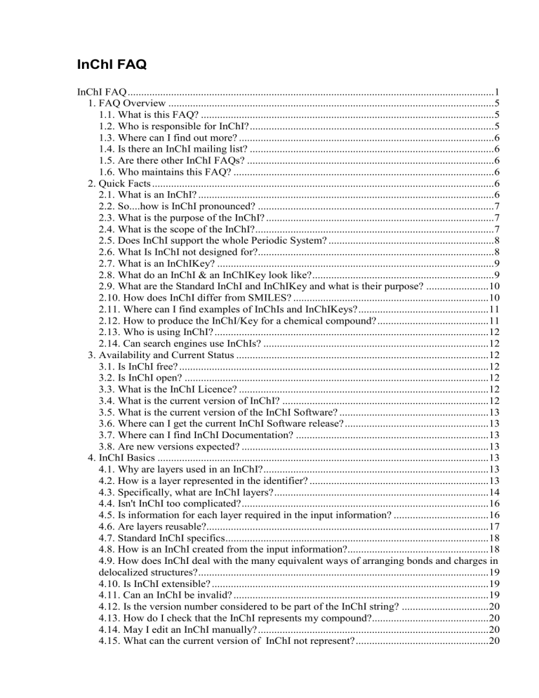 InChI FAQ: Official Guide