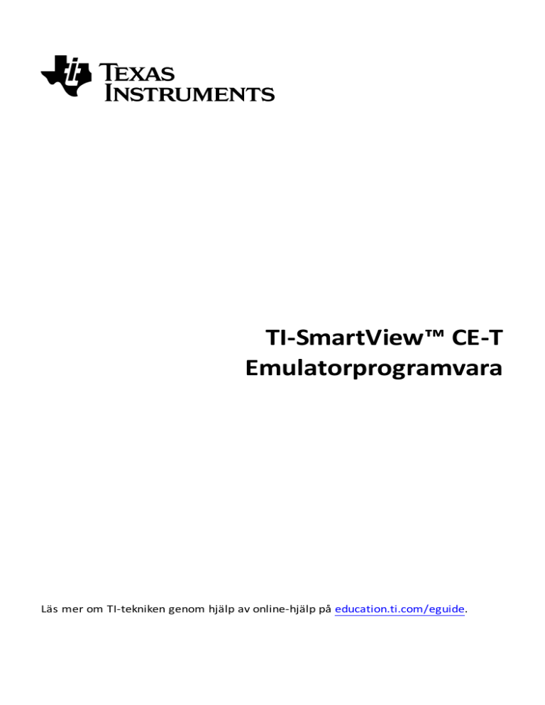 TI-SmartView CE-T Emulatorprogramvara Handbok