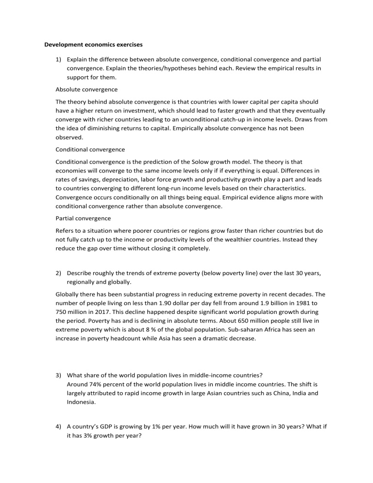 Development Economics Exercises